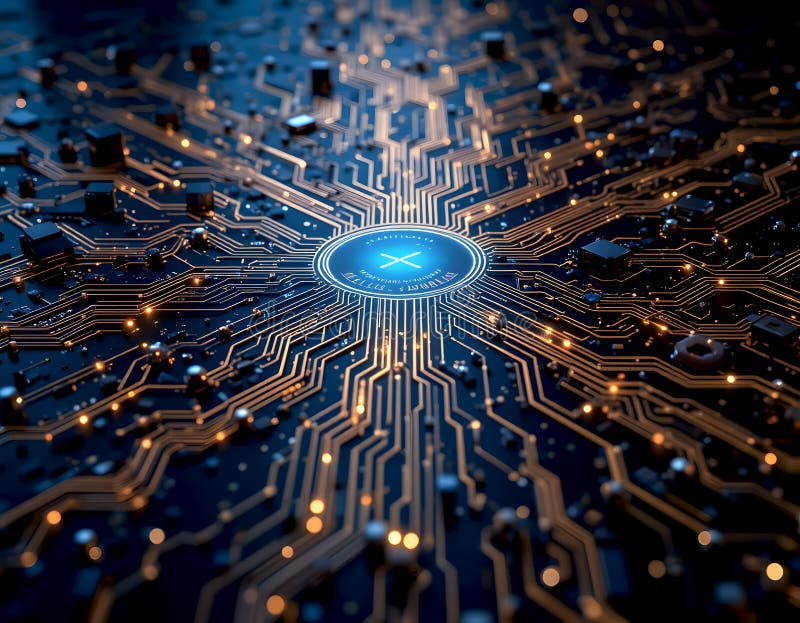 Detailed Circuit Board with Central Processor Stock Illustration ...