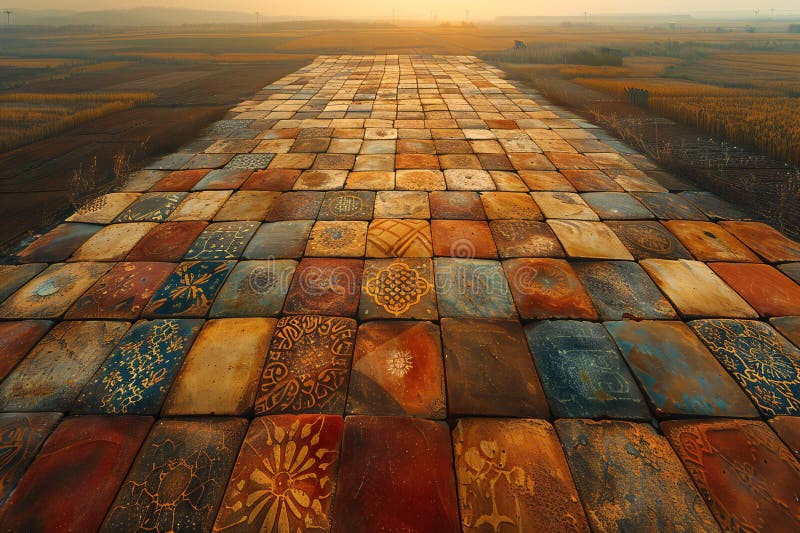 The Image Shows a Large Brown Area with Different Patterns on it Stock ...