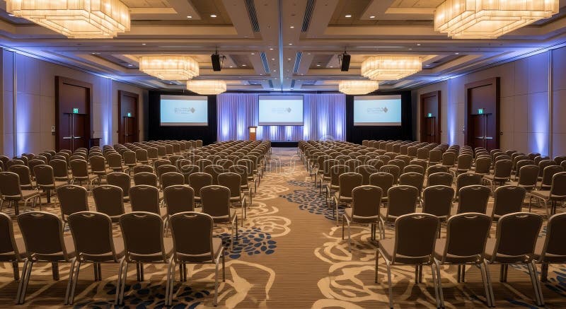 Conference Hall with Rows of Empty Chairs Stock Illustration ...
