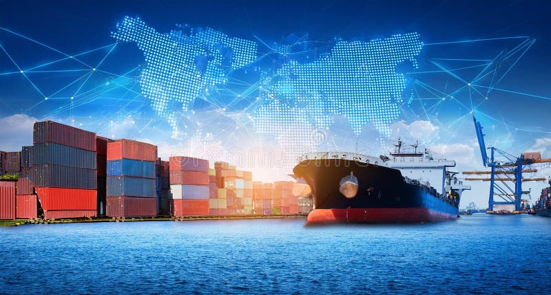 Global Business Logistics Import Export Background and Container Cargo ...