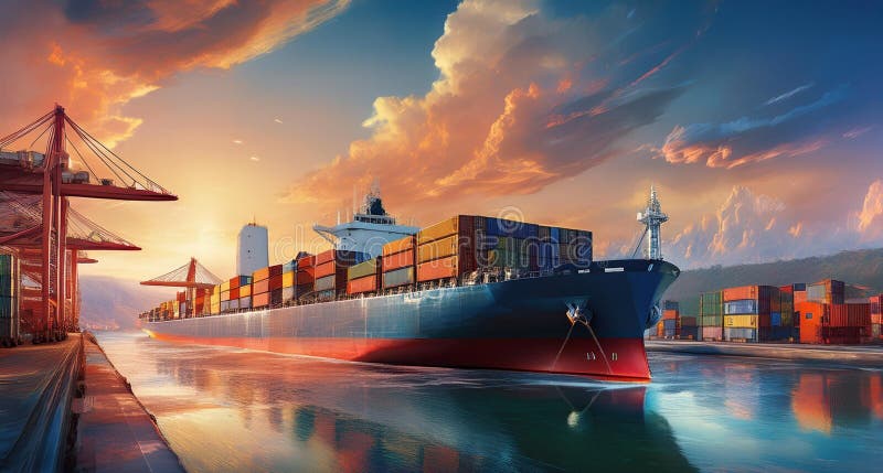 Global Business Logistics Import Export Background and Container Cargo ...