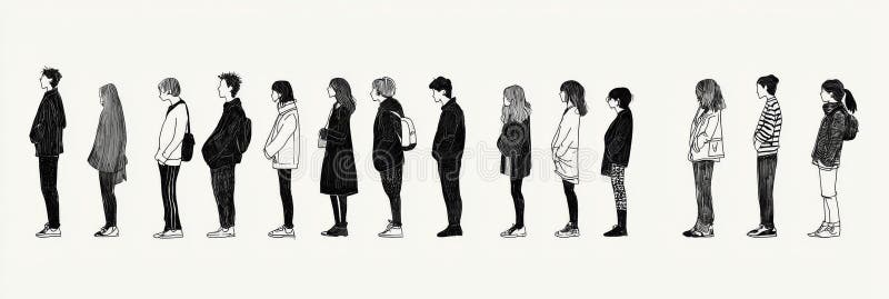 The Image Shows a Large Crowd of People Standing Side by Side, Outlined ...