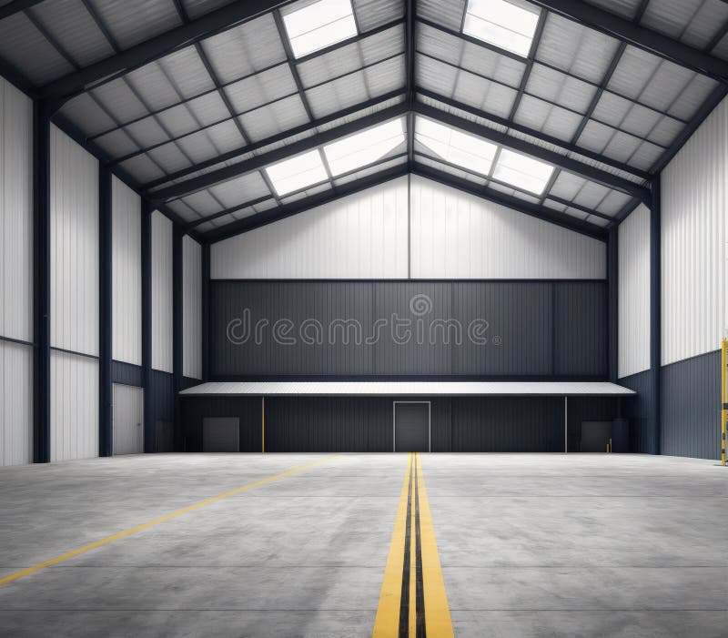 An Empty Warehouse with High Ceilings and Large Windows. Stock Photo ...