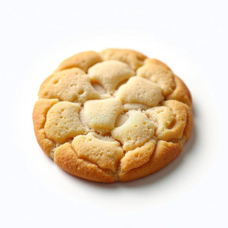 Image Shows a Large, Golden-brown Cookie with Flaky Texture on a White ...