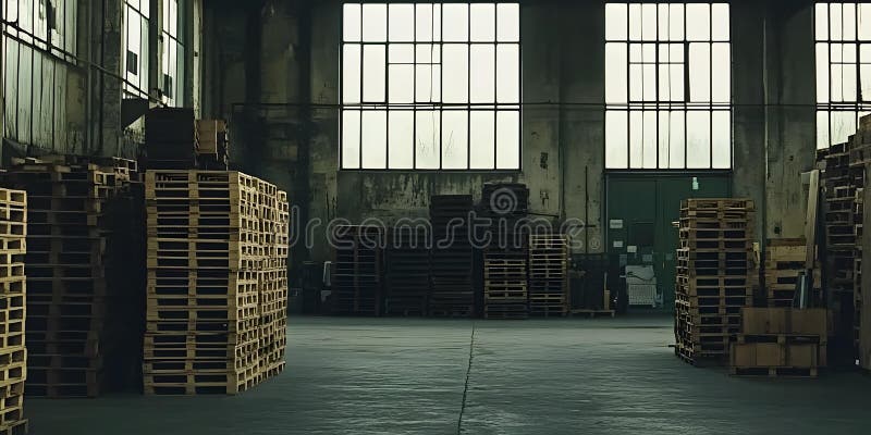 Industrial Warehouse with Natural Light Stock Illustration ...