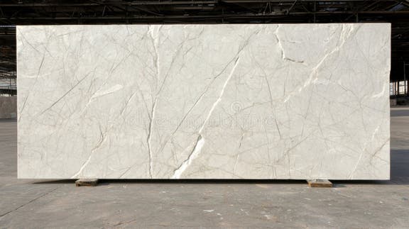 A Large White Marble Slab with a Rough Texture and Visible Cracks ...