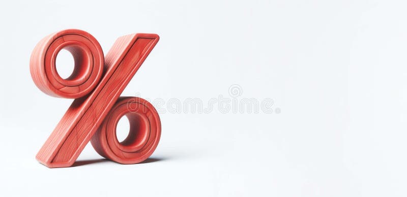 Large Red Percentage Symbol on a White Background Representing ...
