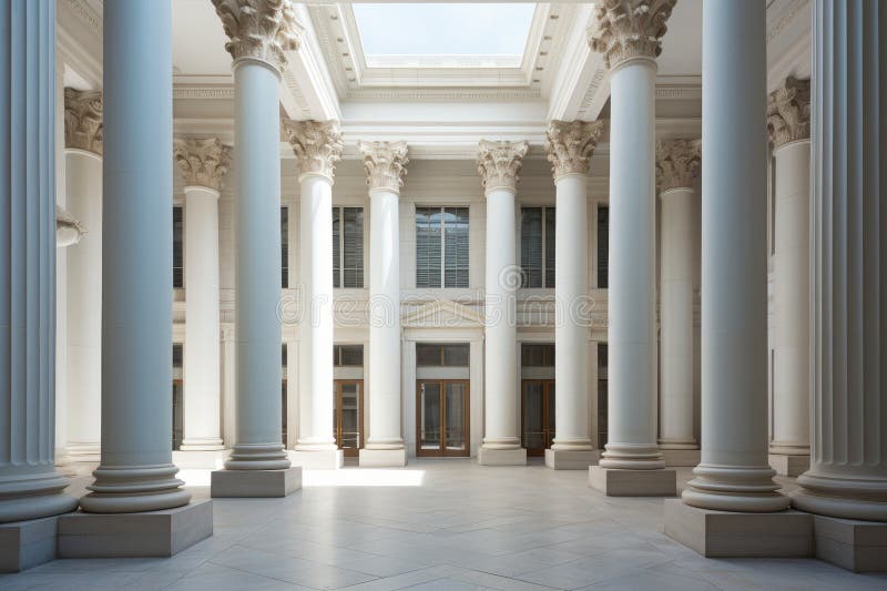 This Image Shows a Large Room Filled with Columns and Natural Light ...
