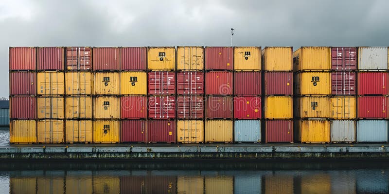 Colorful Shipping Containers on Dock Stock Illustration - Illustration ...