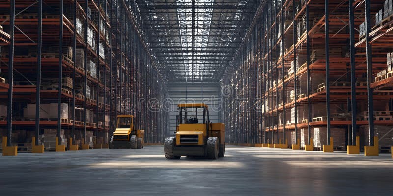 Large Industrial Warehouse Interior Stock Illustration - Illustration ...