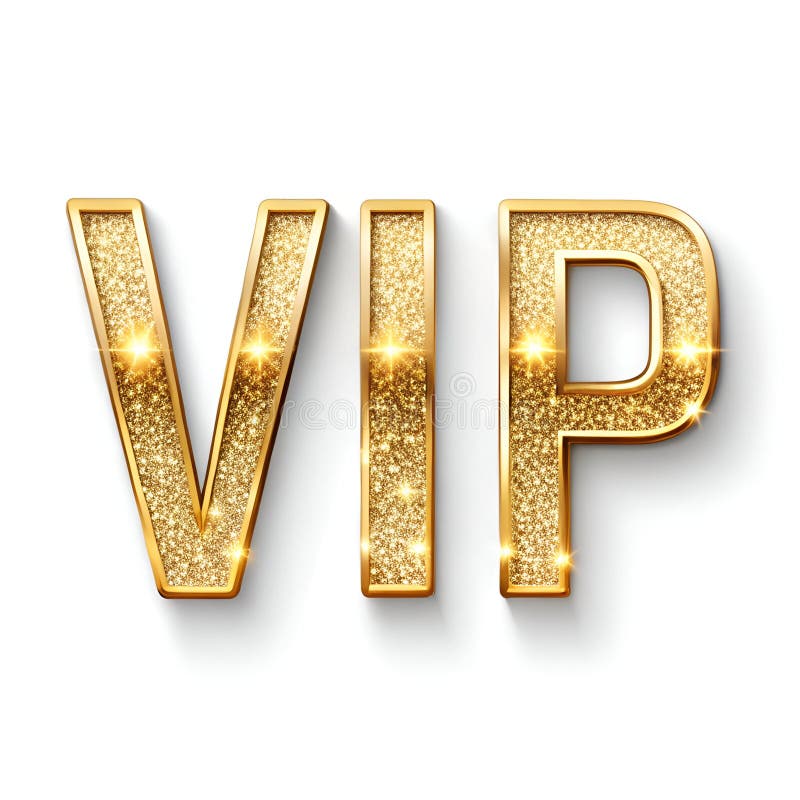 Gold Glitter V I P Letters Isolated White Background Stock Illustration ...