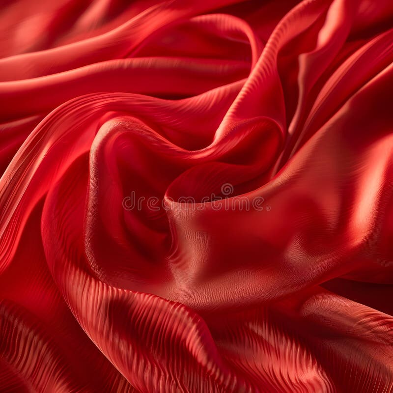 Luxurious Red Wavy Silk Fabric with a Glossy Surface, Perfect for ...