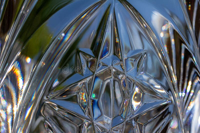 Macro Abstract Texture of Sparkling Lead Crystal Glass with Star ...