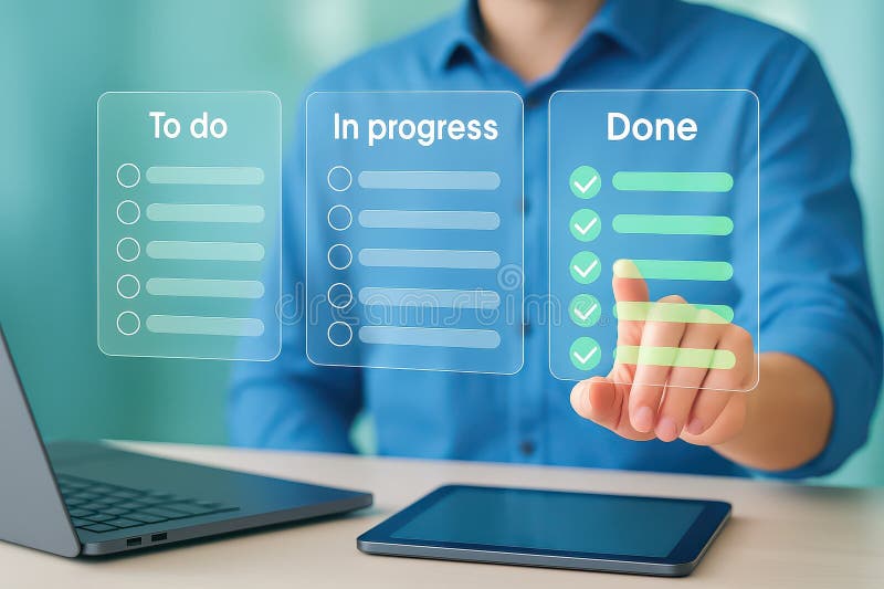 Man S Hand Touching Done Checklist on a Transparent Screen with To Do ...