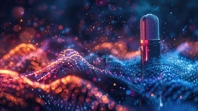 The Image Shows a Microphone Floating Above a Colorful, Abstract ...