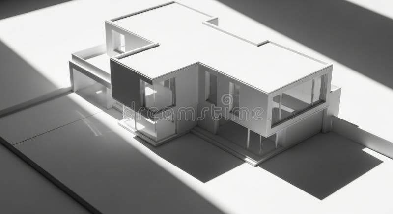 Modern Architectural Model in Monochrome Tones Stock Illustration ...