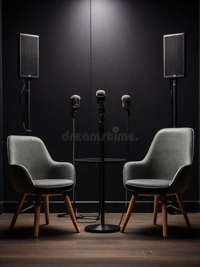 A Minimalist Podcast or Interview Setup. Stock Illustration ...