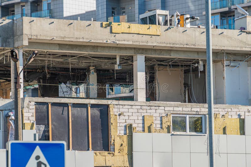 Image Shows a Modern Construction Site, with a Partially Demolished ...