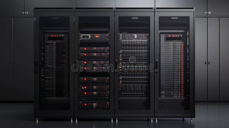 The Image Shows a Modern Data Center with Rows of Server Racks Stock ...