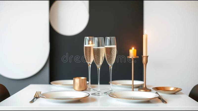 Elegant Champagne Table Setting New Year Generated Stock Illustration ...