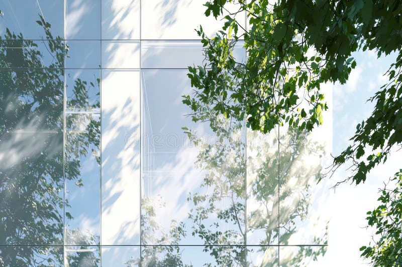 This Image Shows a Modern Office Building with Glass Windows and Trees ...