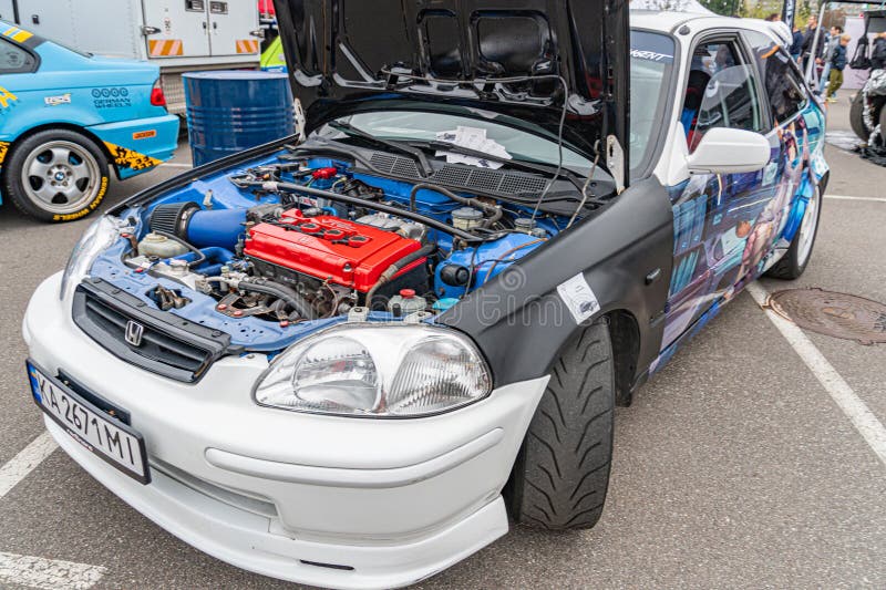 Modified White Honda Integra Type R DC5 Sport Car Parked in an ...