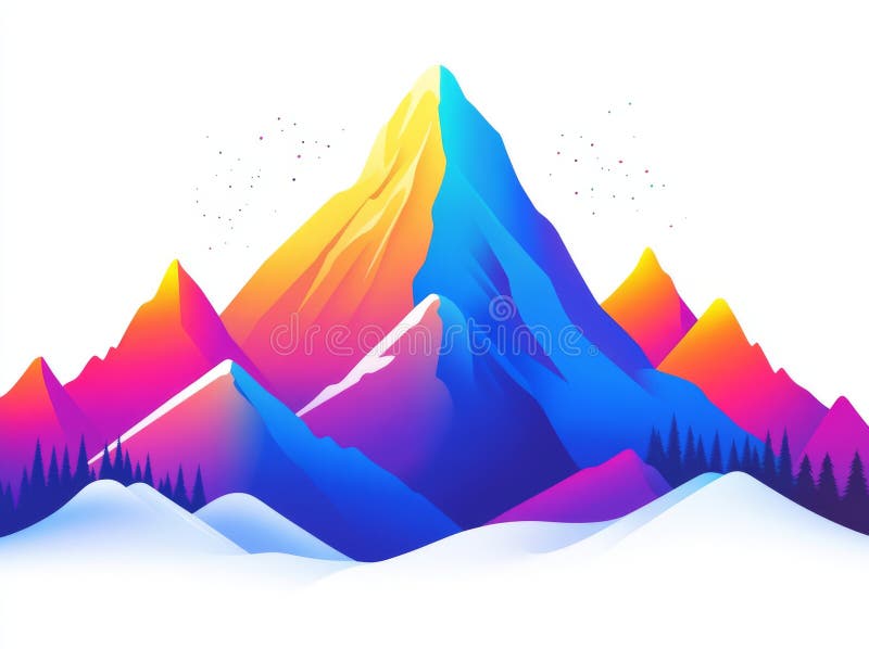 The Image Shows a Mountain Featuring a Peak with Colors of the Rainbow ...