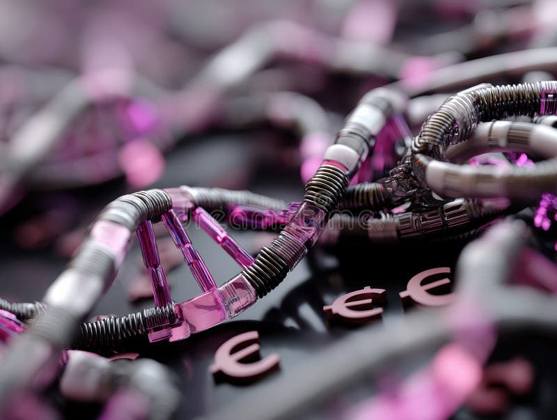 Image Shows Multiple Strands of DNA, Colored Pink and Purple, Against a ...