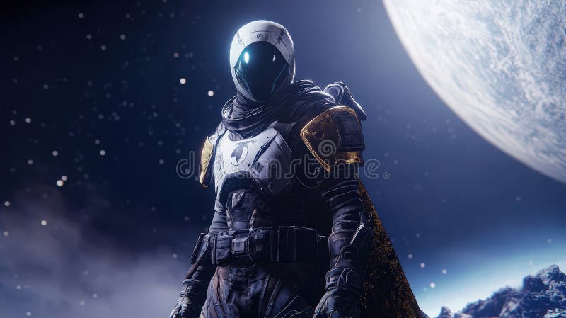 A Mysterious Astronaut Stands Alone on a Distant Planet with a Bright ...