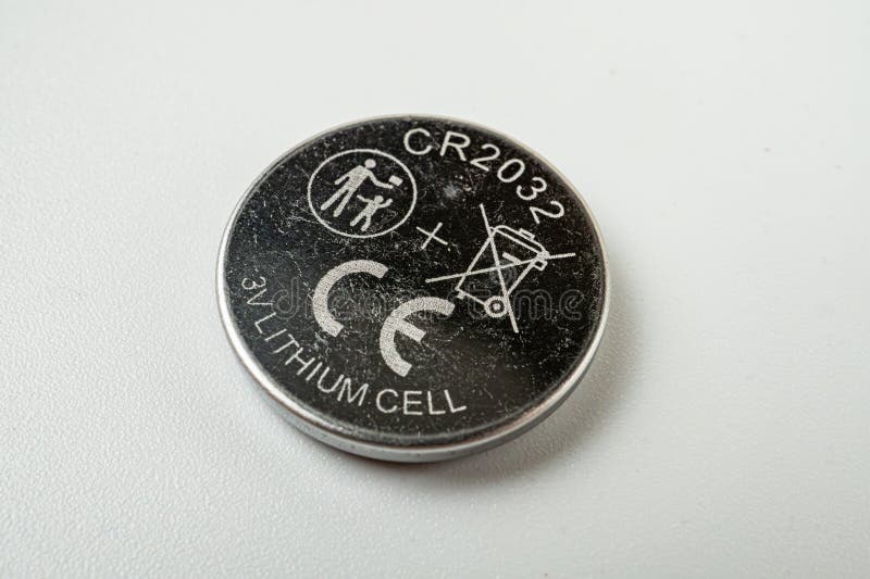 Image Shows a New, CE-certified Multiple Cell CR2032 Battery on a Plain ...
