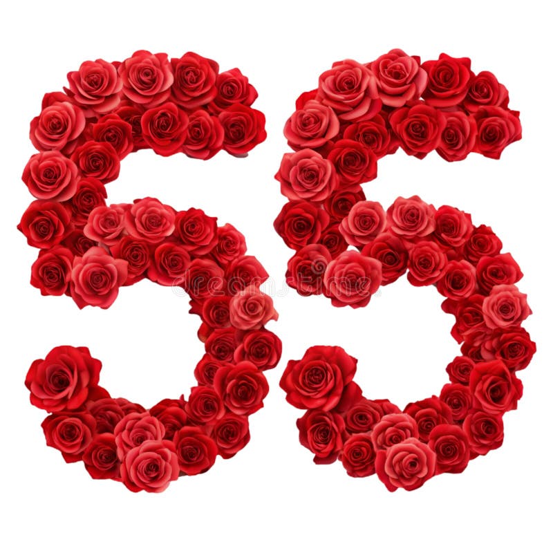 Red Rose Number Fifty Five Isolated Background Roses Stock Illustration ...