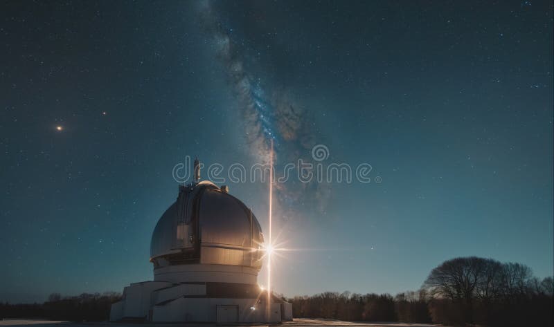 A Large, White Observatory Dome Stands in Front of a Starry Night Sky ...