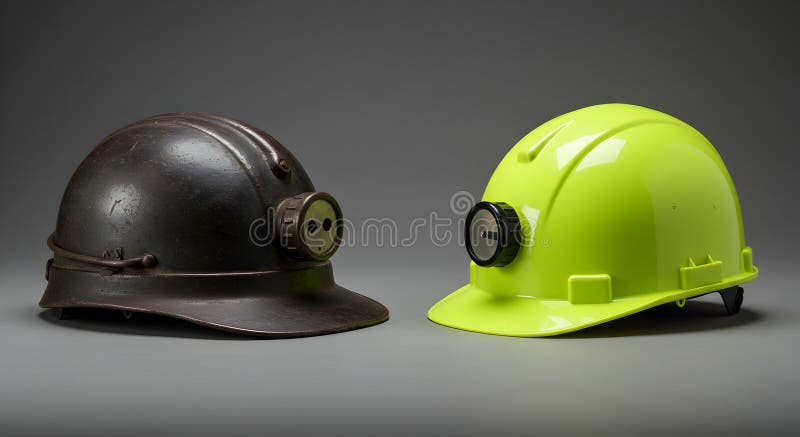 Evolution of Mining Helmets Stock Illustration - Illustration of ...