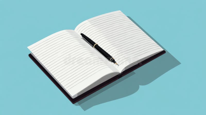 Open Notebook and Pen stock illustration. Illustration of beginnings ...