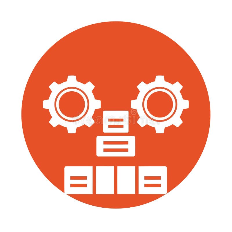 Vector Art of Orange Circle with White Gears and Bars Creating a Face ...