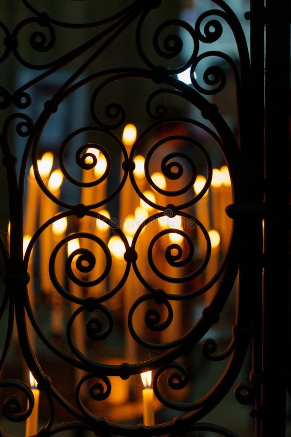 Exquisite Ornate Metal Latticework with Softly Glowing Candles ...