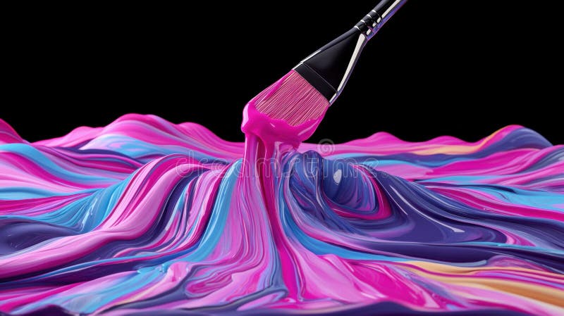 A Paintbrush in Motion, Creating a Dynamic and Colorful Abstract ...