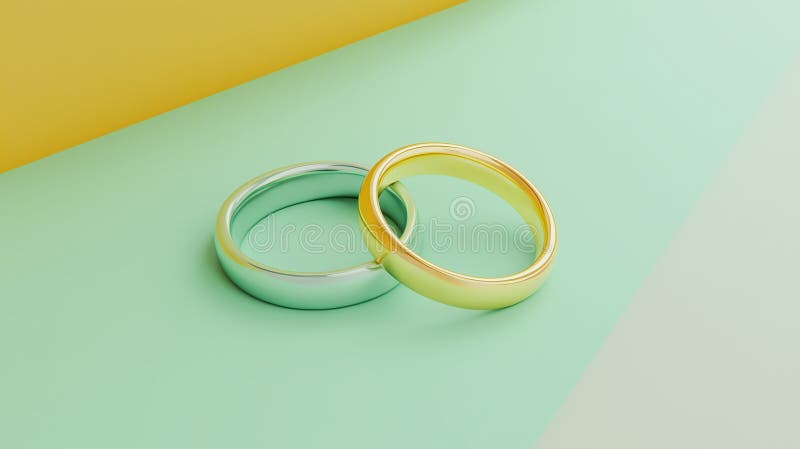 Two Intertwined Rings on a Pastel Background, Showcasing a Blend of ...