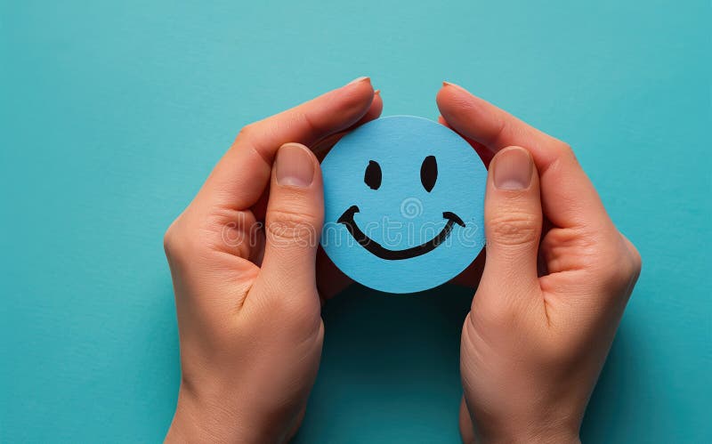 The Image Shows a Pair of Hands Cradling a Blue Smile in Their Palms ...