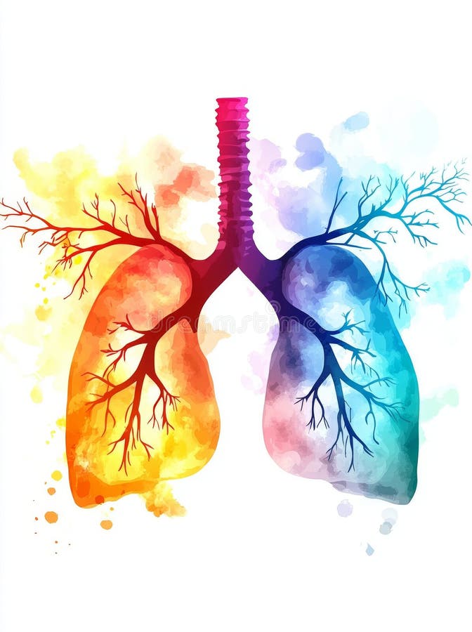 The Image Shows a Pair of Lungs that Have Been Given a Rainbow Paint ...