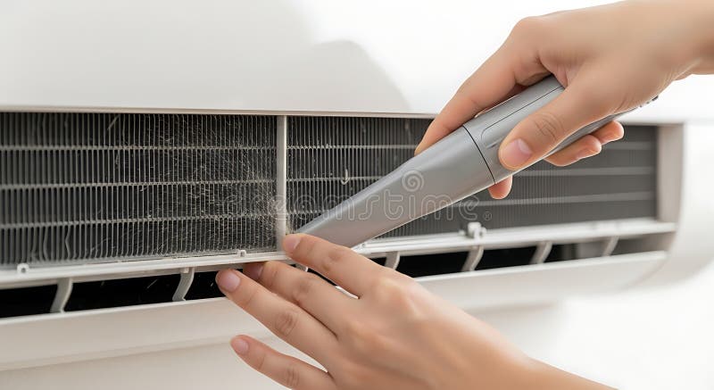 Cleaning Air Conditioner Filter Stock Photo - Image of domestic, home ...