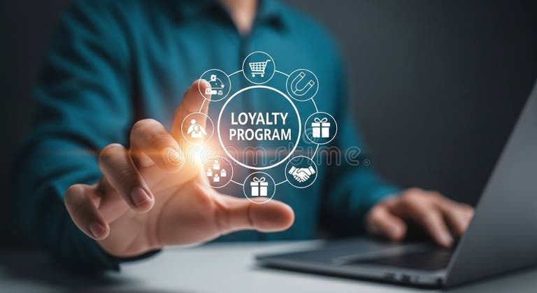 A Person Interacting with a Loyalty Program Interface on a Laptop with ...