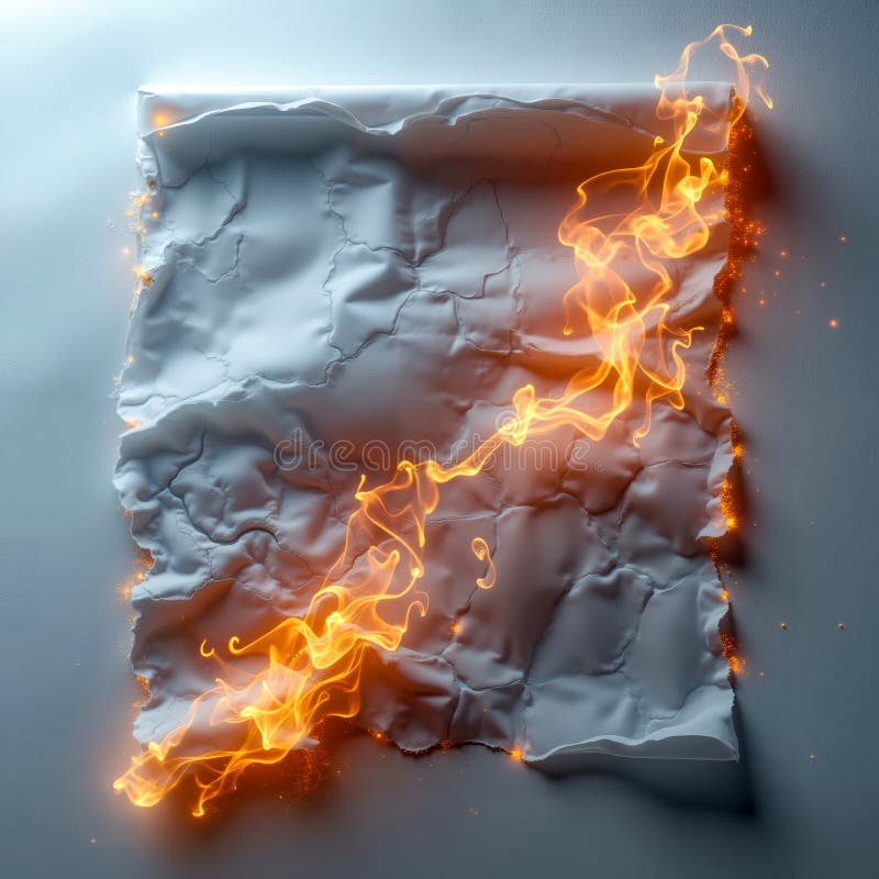 A Piece of Paper with Fire Coming Out of it Stock Photo - Image of ...