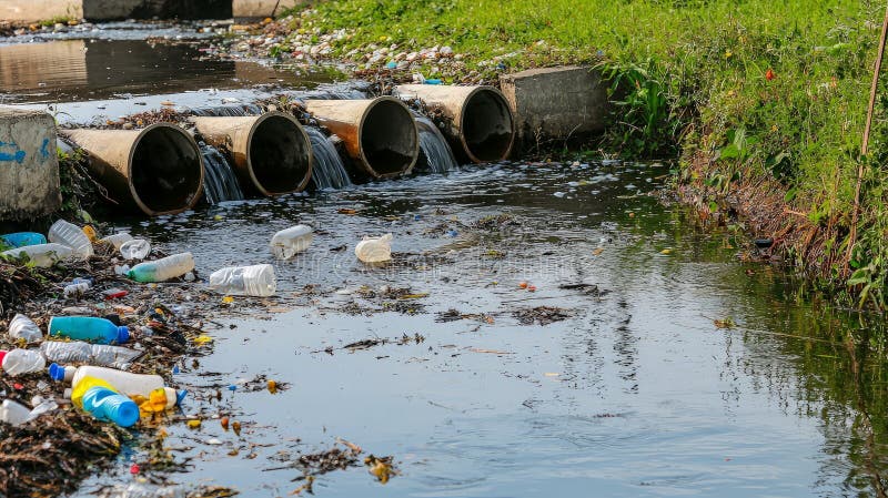 Pollution in a Stream stock image. Image of hazardous - 334004403