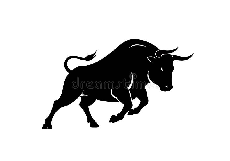 Charging bull silhouette stock illustration. Illustration of vector ...