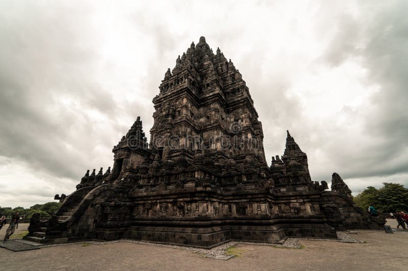 Prambanan Temple Under a Cloudy Sky, Java, Indonesia Stock Photo ...