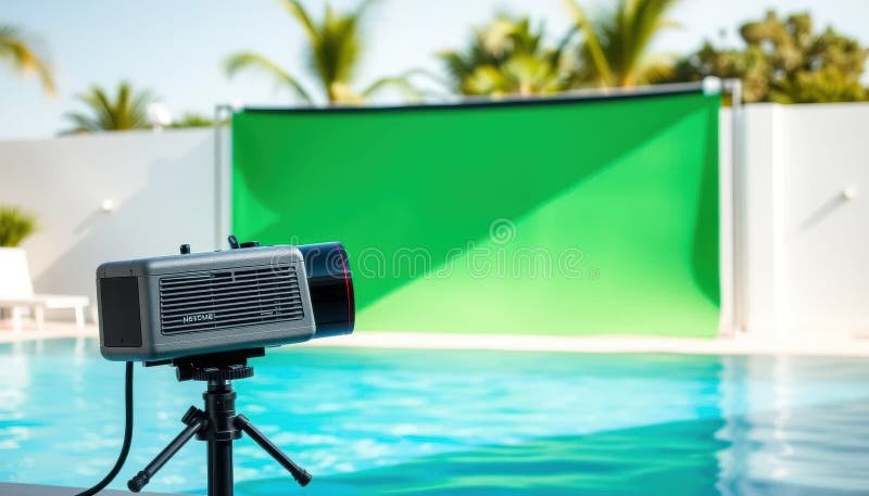 AI-Generated Poolside Video Setup Stock Illustration - Illustration of ...