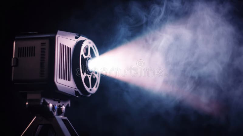 A Projector with a Bright Light Shining through a Lens. Stock Photo ...
