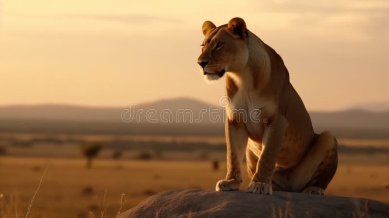 A Puma Sitting in a Savanna Stock Illustration - Illustration of puppy ...