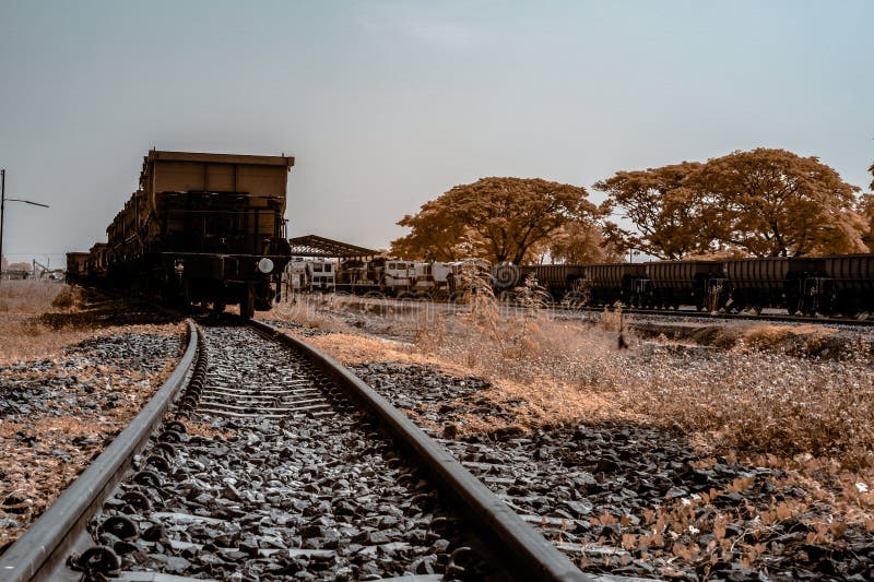 Infrared Photography, a Railway Scene with Tracks Running through a ...